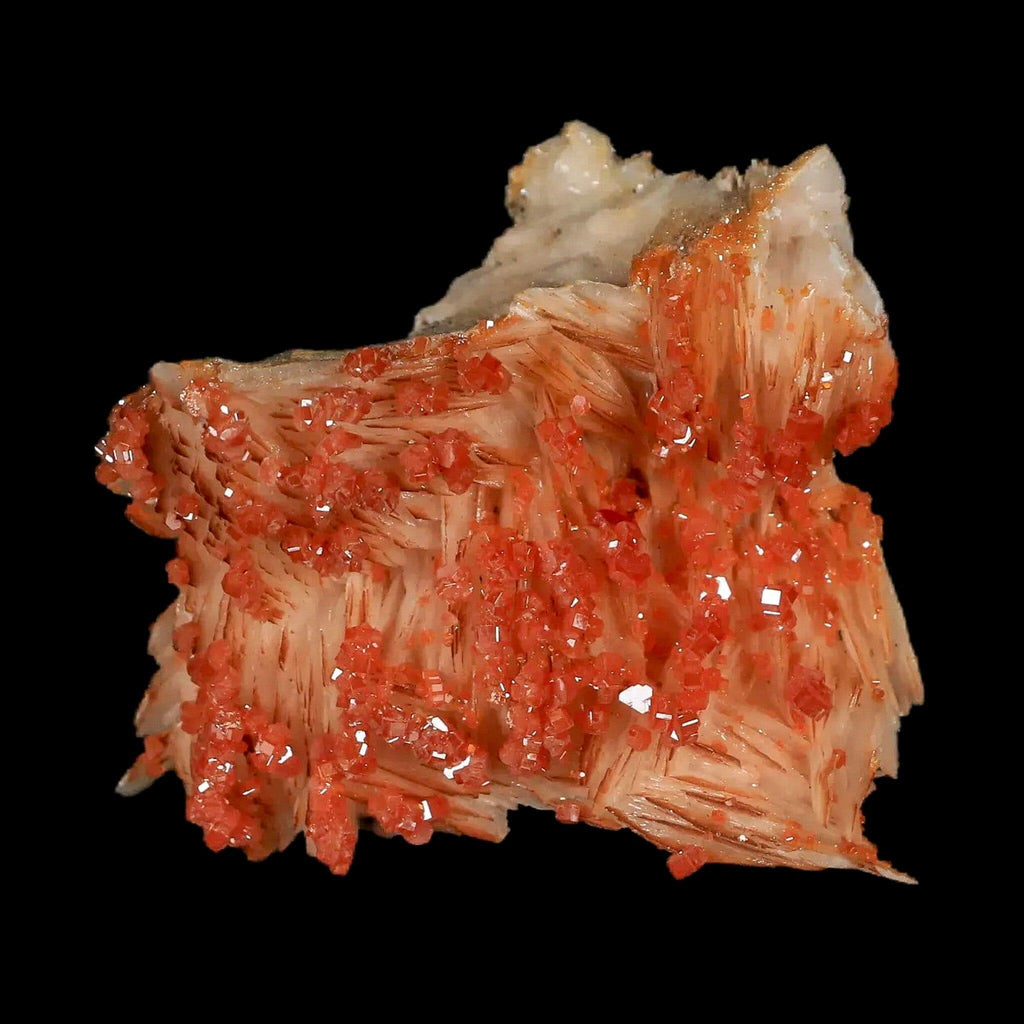 2 Sparkly Orange Vanadinite Crystals White Barite Blades Mineral ...