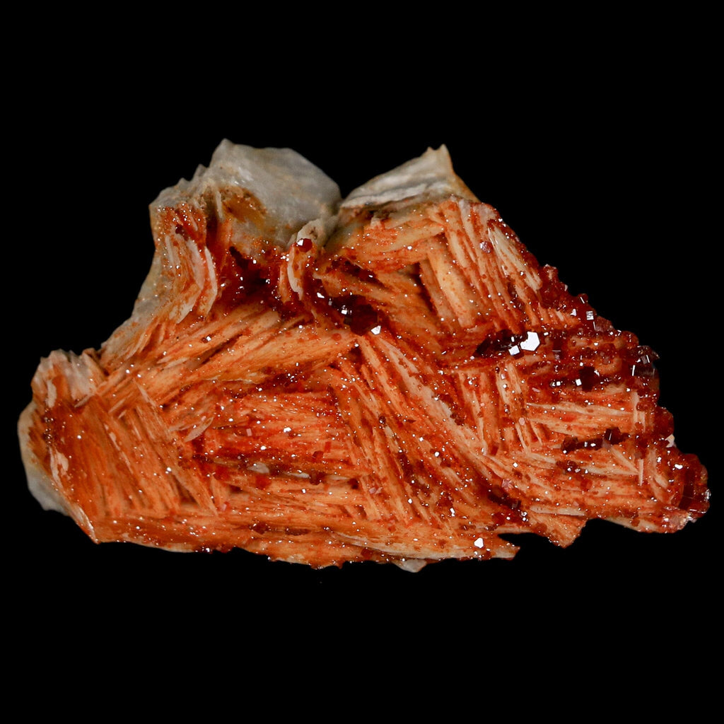 2 Sparkly Red Vanadinite Crystals On Orange Barite Blades Mineral ...